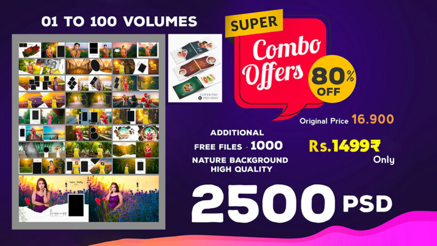 12×36, 16x24 Wedding, Birthday Album PSD 100 - Vol Package - Kutty Design
